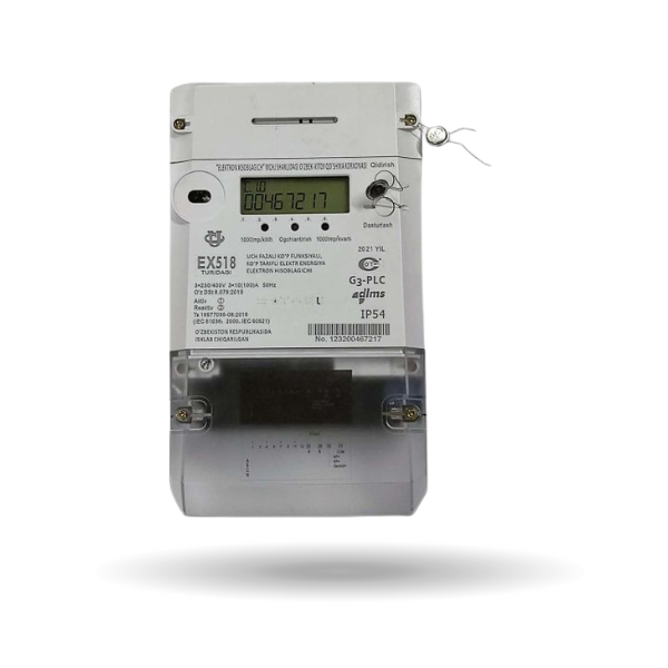 Счетчик электроэнергии 3-фазный | EX518 | 380V 5A | PLC-модем в ...